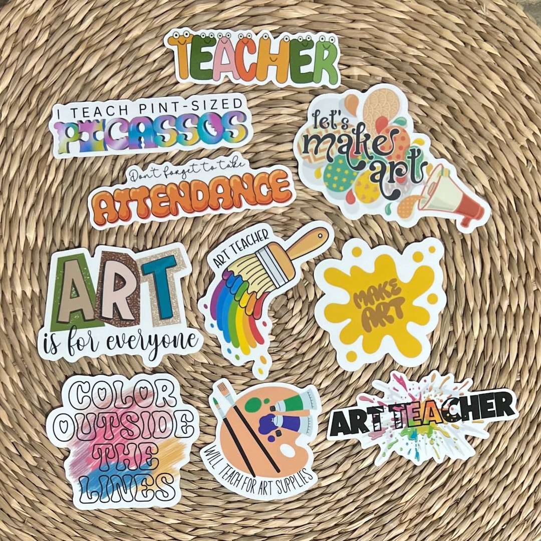 Art Teacher 10-sticker Pack, White or Clear, Decals, Stickers, Laptop ...