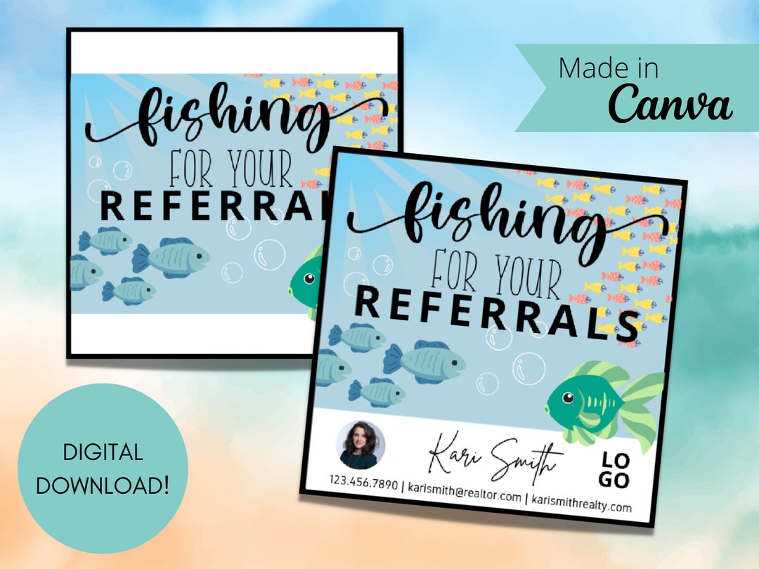 Fishing for Your Referrals Themed Pop-by Tags EDITABLE - Etsy