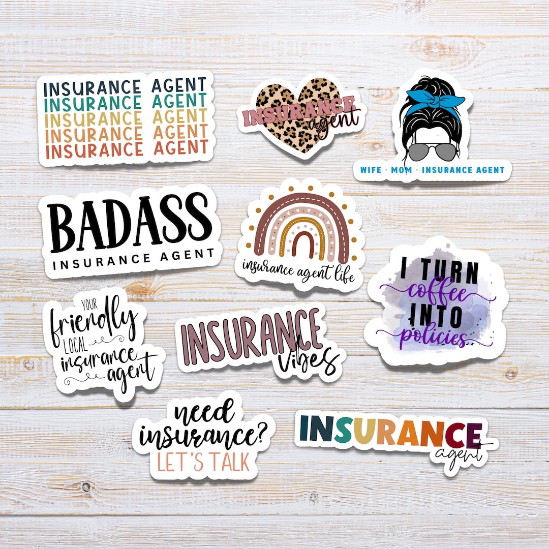 Insurance Stickers 10 Pack, White or Clear, Insurance Agent Decals ...