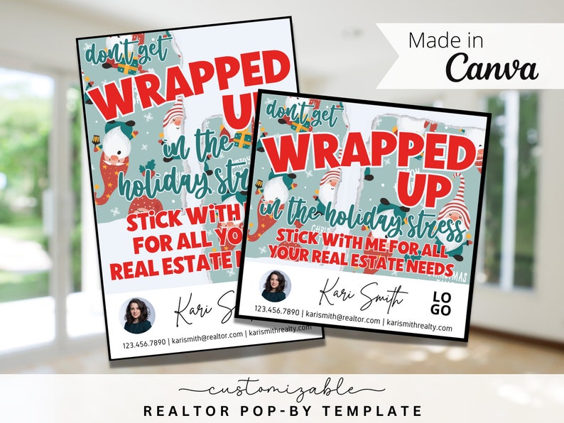 Wrapping Paper Pop-by Tags, EDITABLE TEMPLATE, Realtor, Real Estate ...