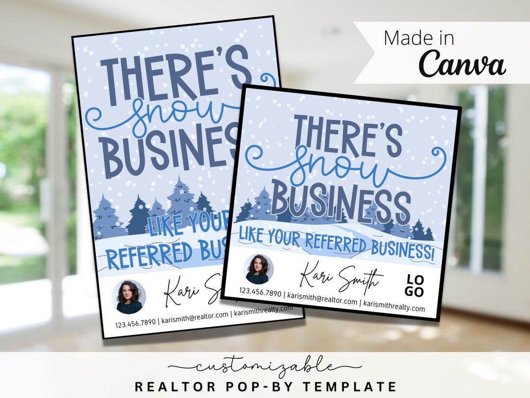 Snow Pop-by Tags, EDITABLE TEMPLATE, Realtor, Real Estate Marketing ...