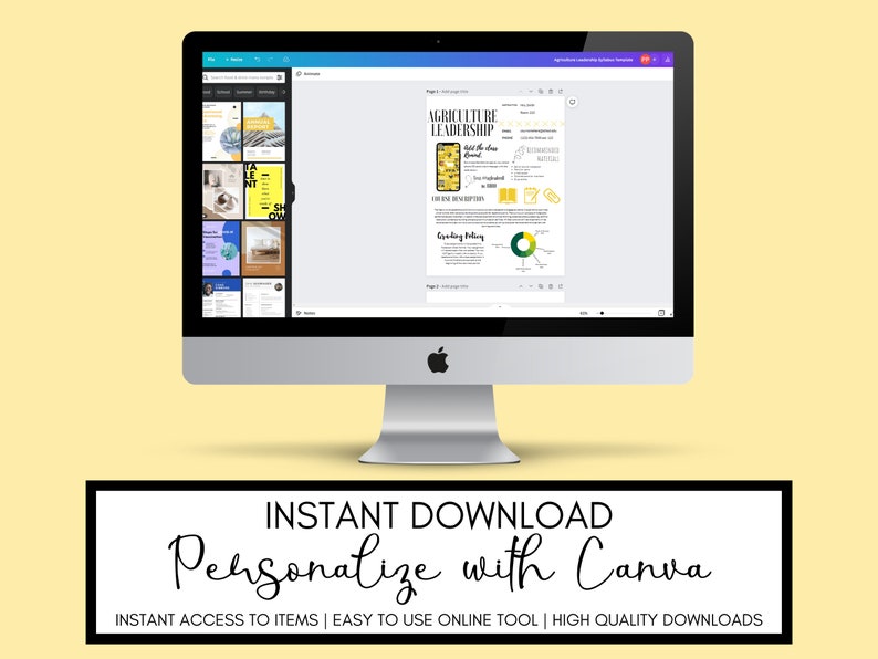 Editable Class Syllabus Agriculture Leadership Back to - Etsy