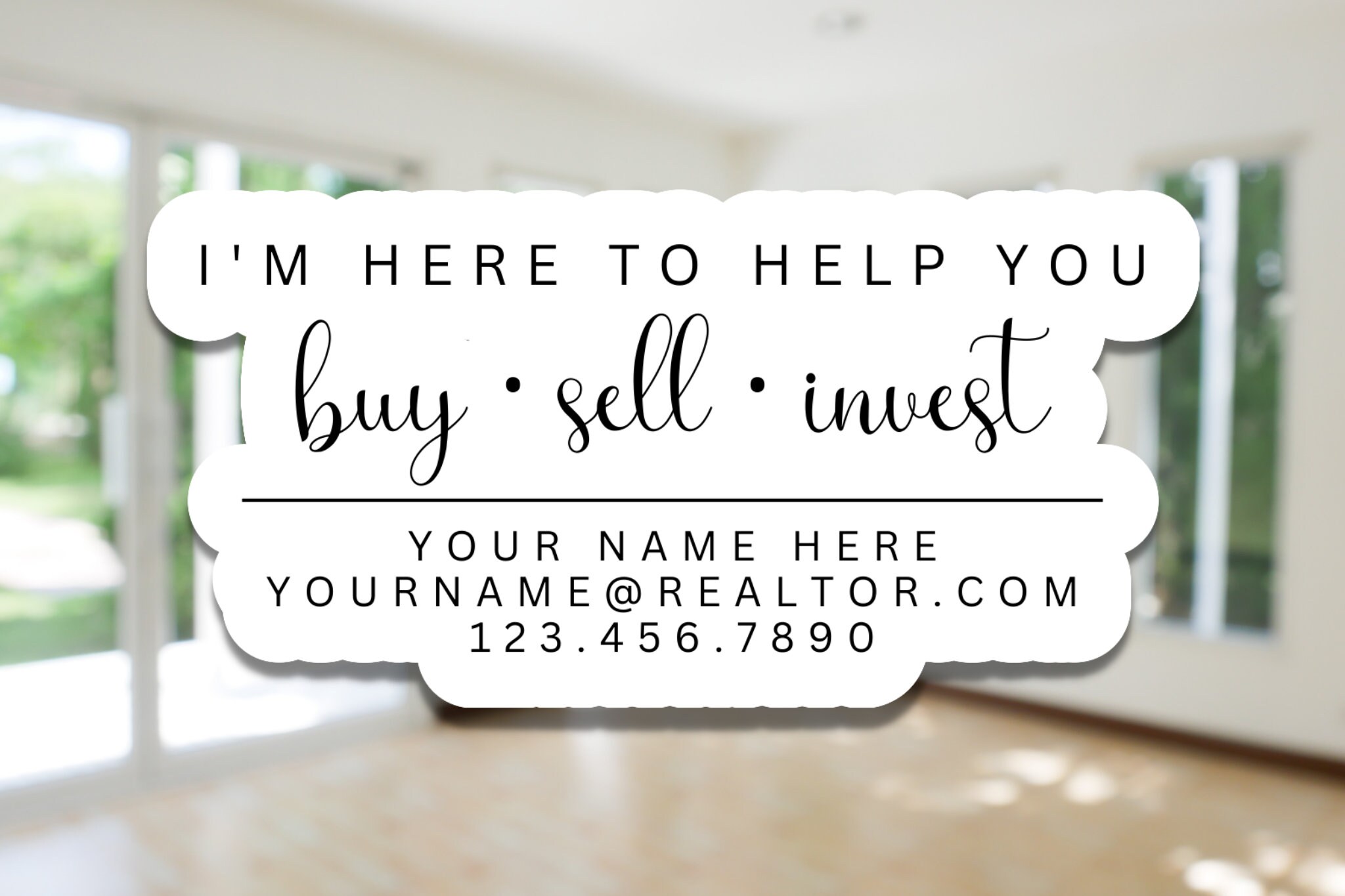 PERSONALIZED Real Estate Sticker, Real Estate Decal, Vinyl Sticker ...