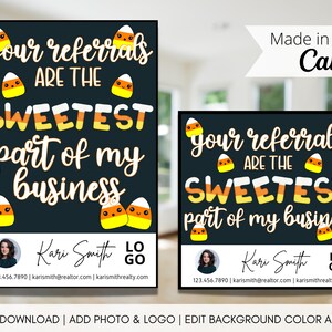 Candy Corn Pop-by Tags, EDITABLE TEMPLATE, Realtor, Referral, Real ...