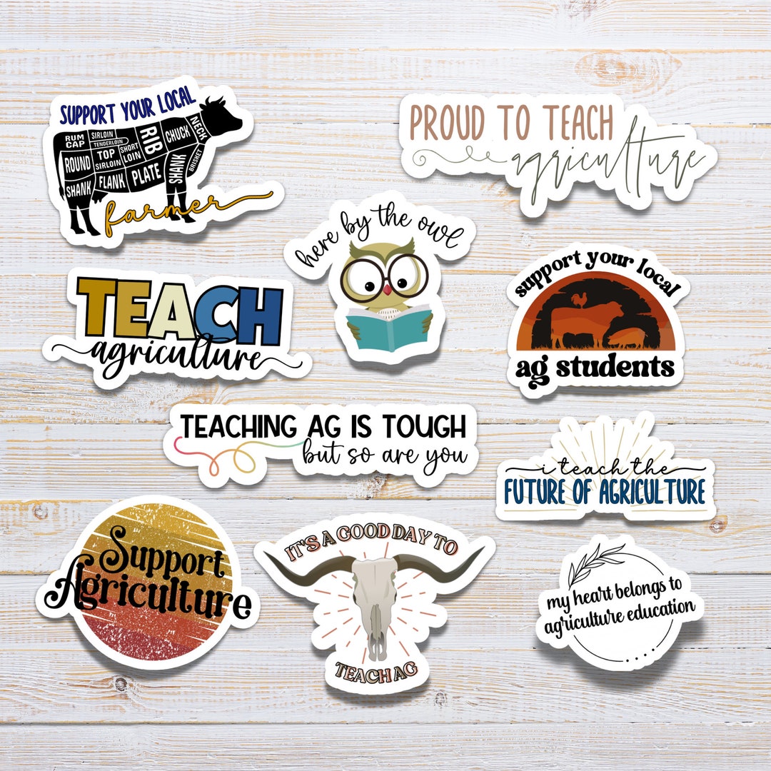 Agriculture Teacher Stickers 10 Pack, White or Clear, Decals, Vinyl ...