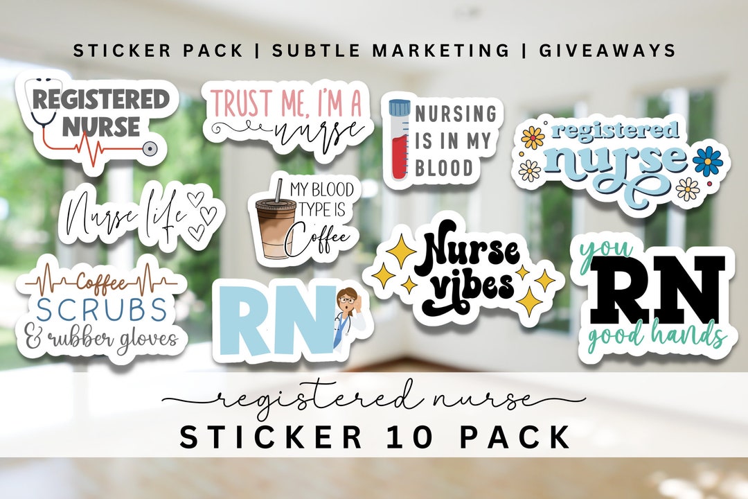 Registered Nurse Sticker Pack, Decals, Vinyl Stickers, Laptop Stickers ...
