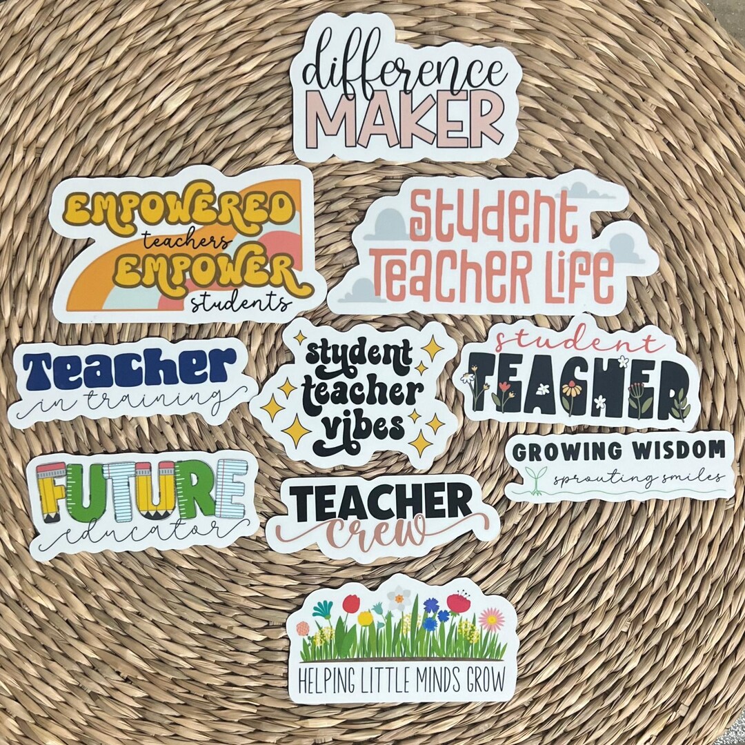 Student Teacher 10-sticker Pack, White or Clear, Decals, Vinyl Stickers ...