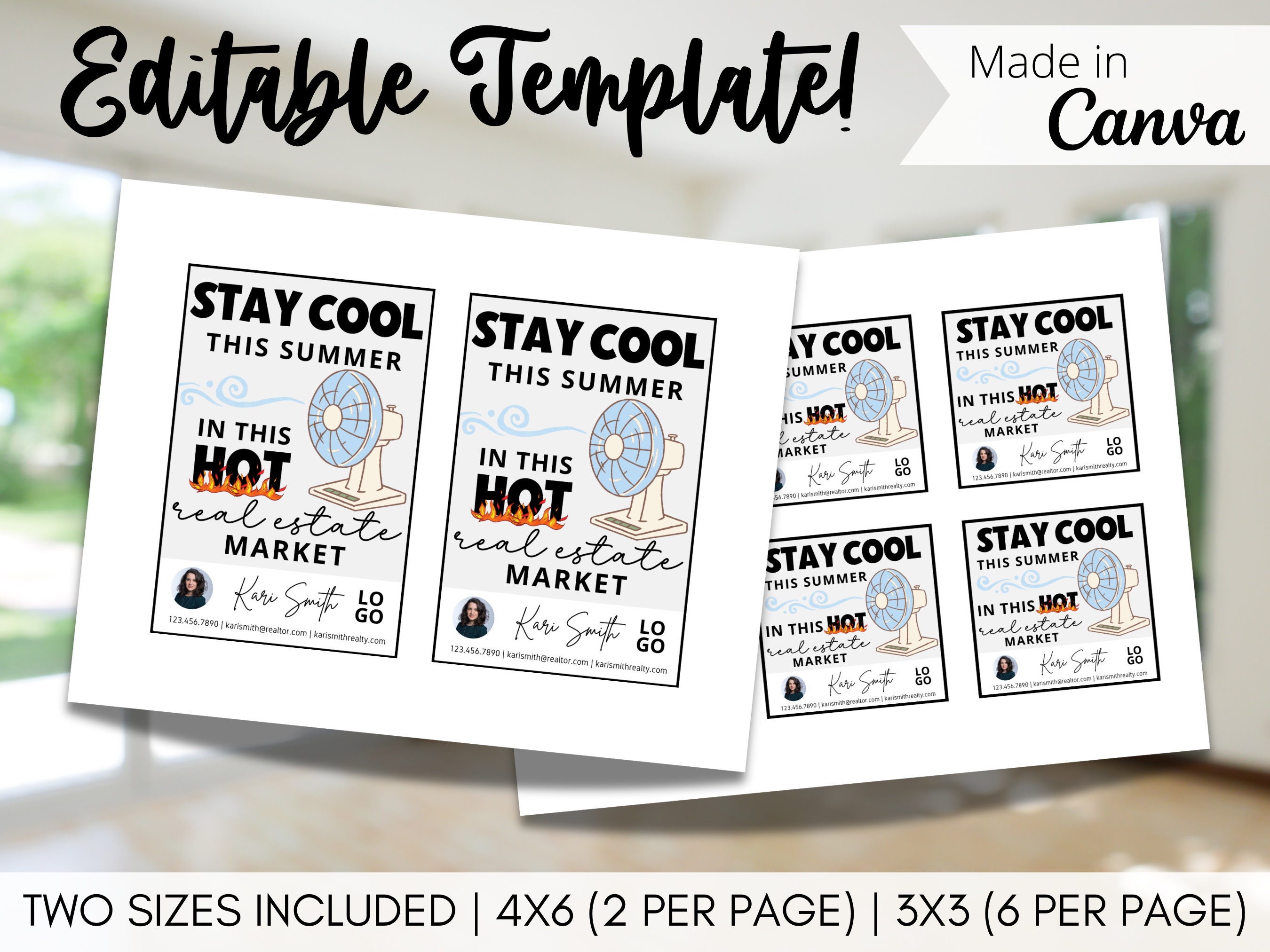 Stay Cool Summer Themed Pop-by Tags, EDITABLE TEMPLATE, Realtor ...