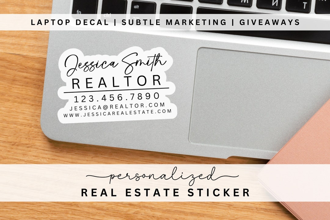 PERSONALIZED Real Estate Sticker, Real Estate Decal, Vinyl Sticker ...