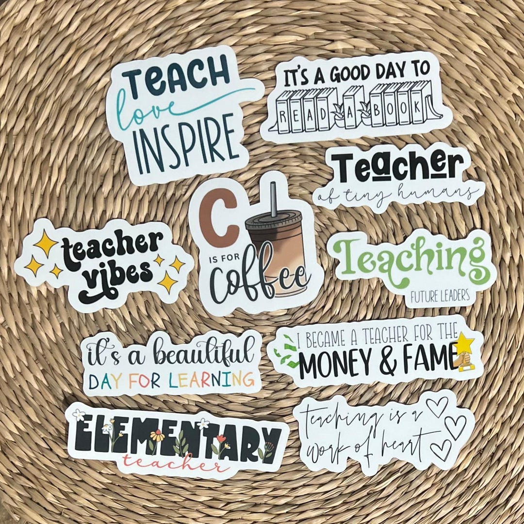 Elementary Teacher 10-sticker Pack, White or Clear, Decals,vinyl ...