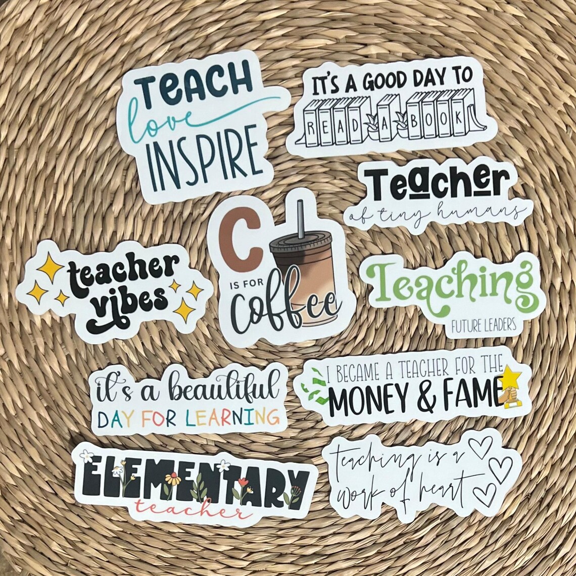 Elementary Teacher 10-sticker Pack, White or Clear, Decals,vinyl ...