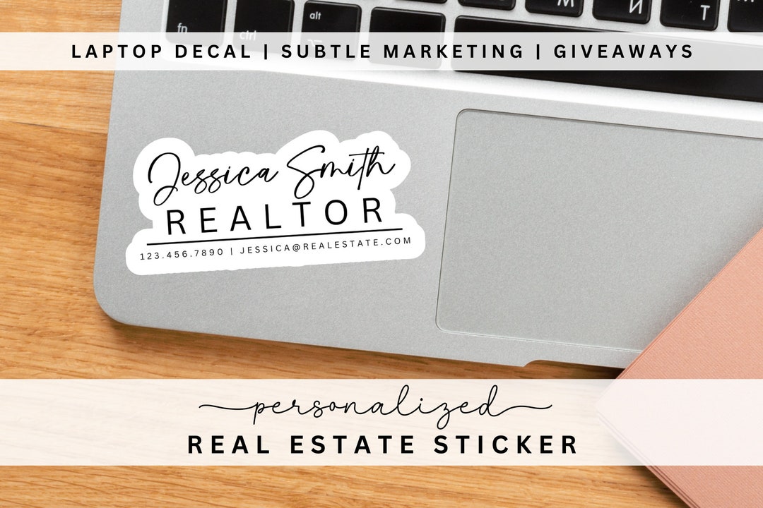 PERSONALIZED Real Estate Sticker, Real Estate Decal, Vinyl Sticker ...