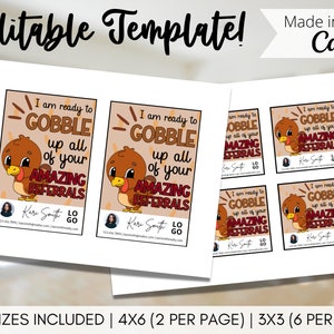 Thanksgiving Turkey Themed Pop-by Tags, EDITABLE TEMPLATE, Realtor ...