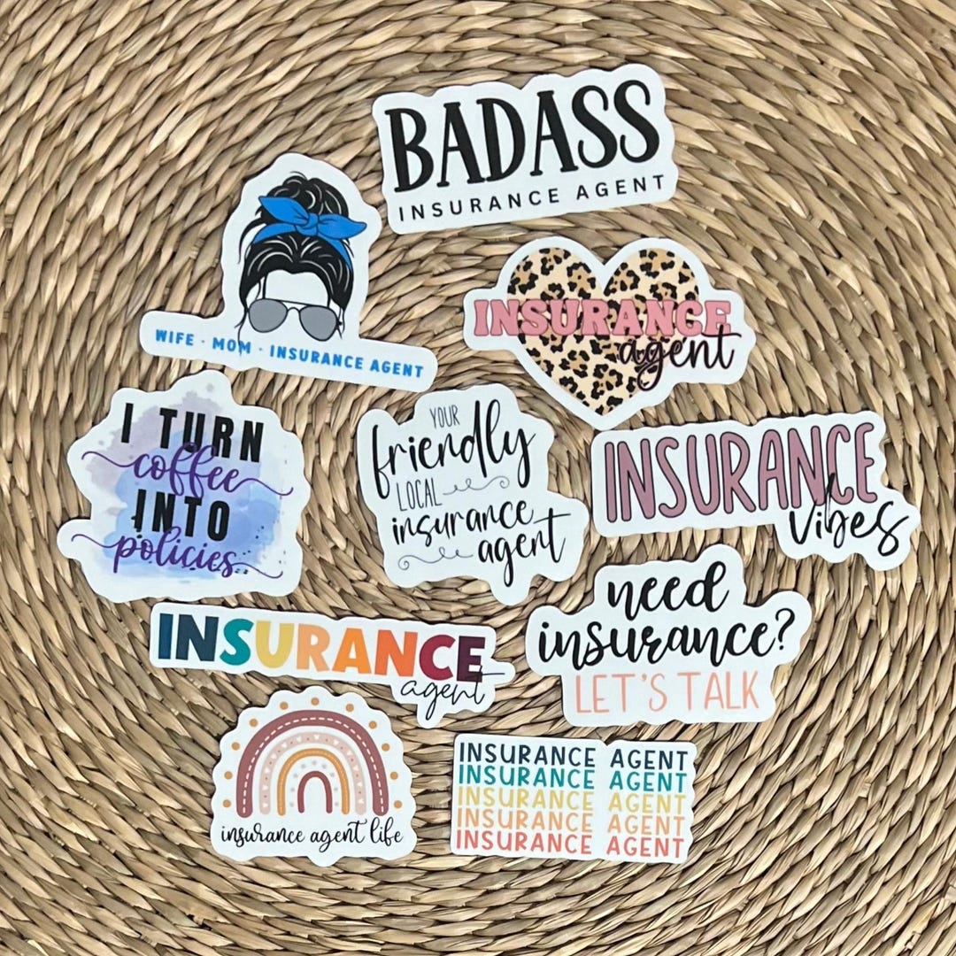 Insurance 10-sticker Pack, White or Clear, Insurance Agent Decals ...