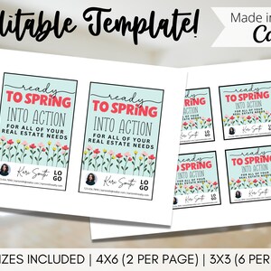 Spring Into Action for Real Estate Needs Pop-by Tags, EDITABLE TEMPLATE ...