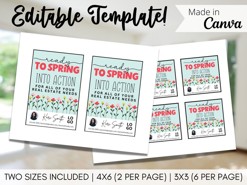Spring Into Action for Real Estate Needs Pop-by Tags, EDITABLE TEMPLATE ...