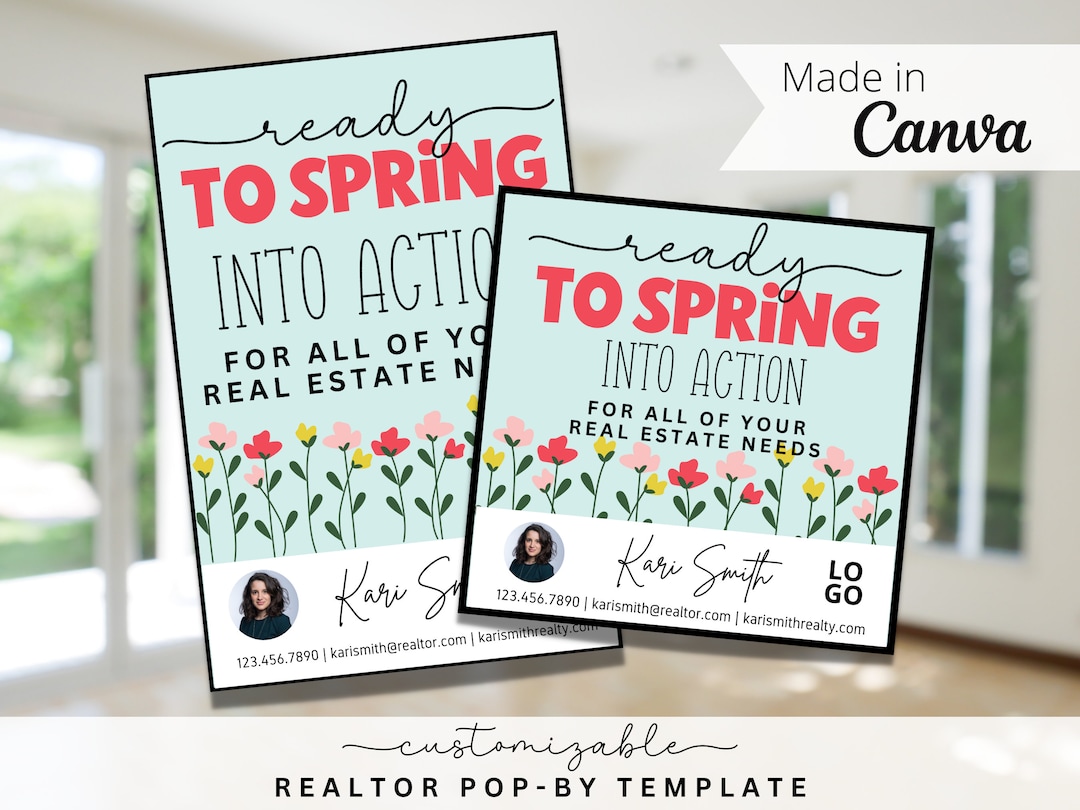 Spring Into Action for Real Estate Needs Pop-by Tags, EDITABLE TEMPLATE ...
