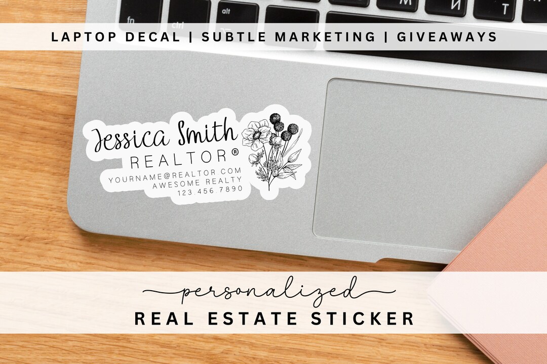 PERSONALIZED Real Estate Sticker, Real Estate Decal, Vinyl Sticker ...
