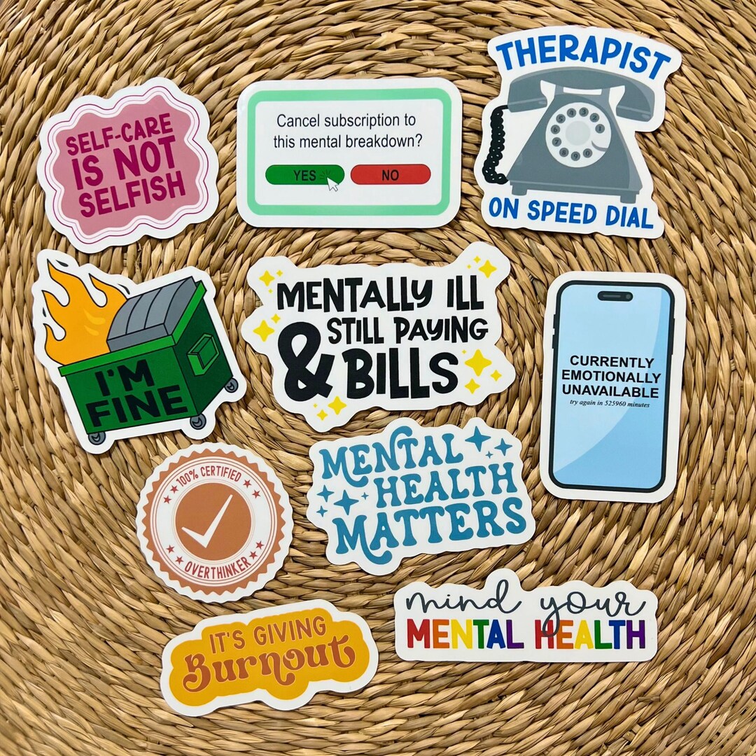 Mental Health 10-sticker Pack, Mental Heath Stickers, Self Care ...