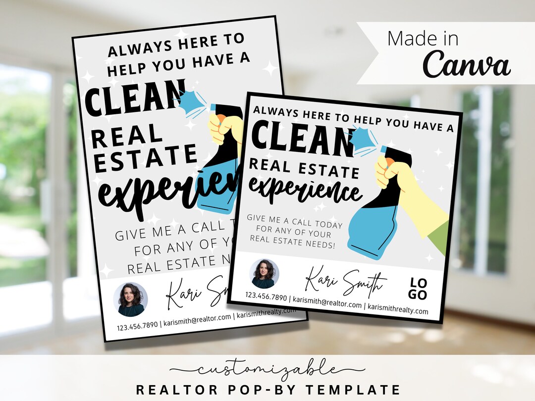 Cleaning Pop-by Tags, EDITABLE TEMPLATE, Realtor, Referral, Real Estate ...