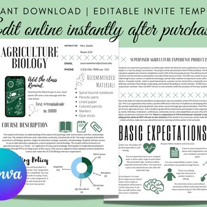 Editable Class Syllabus, Agriculture Biology, Back to School, EDITABLE ...