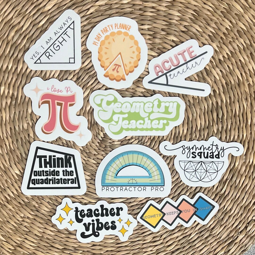 Geometry Teacher 10-sticker Pack, White or Clear, Teacher Decals, Vinyl ...