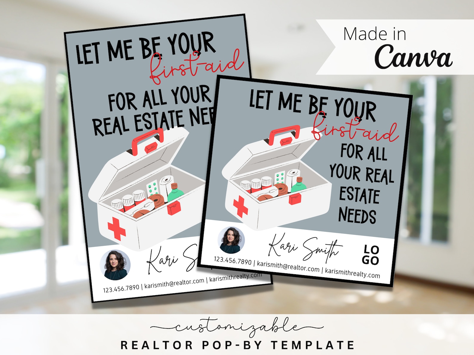 First-aid Pop-by Tags, EDITABLE TEMPLATE, Realtor, Referral, Real ...
