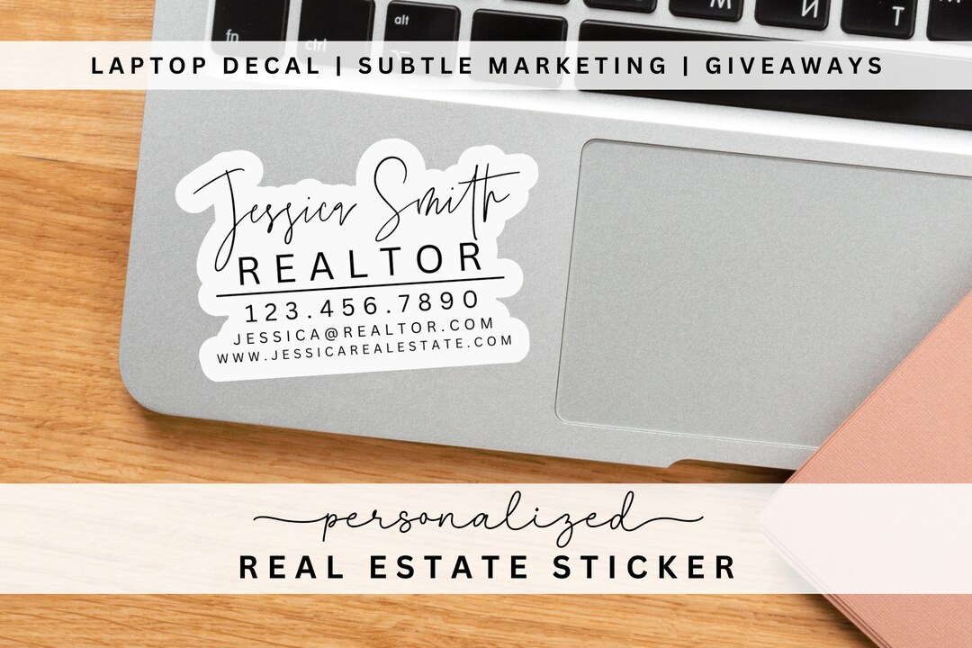 PERSONALIZED Real Estate Sticker, Real Estate Decal, Vinyl Sticker ...