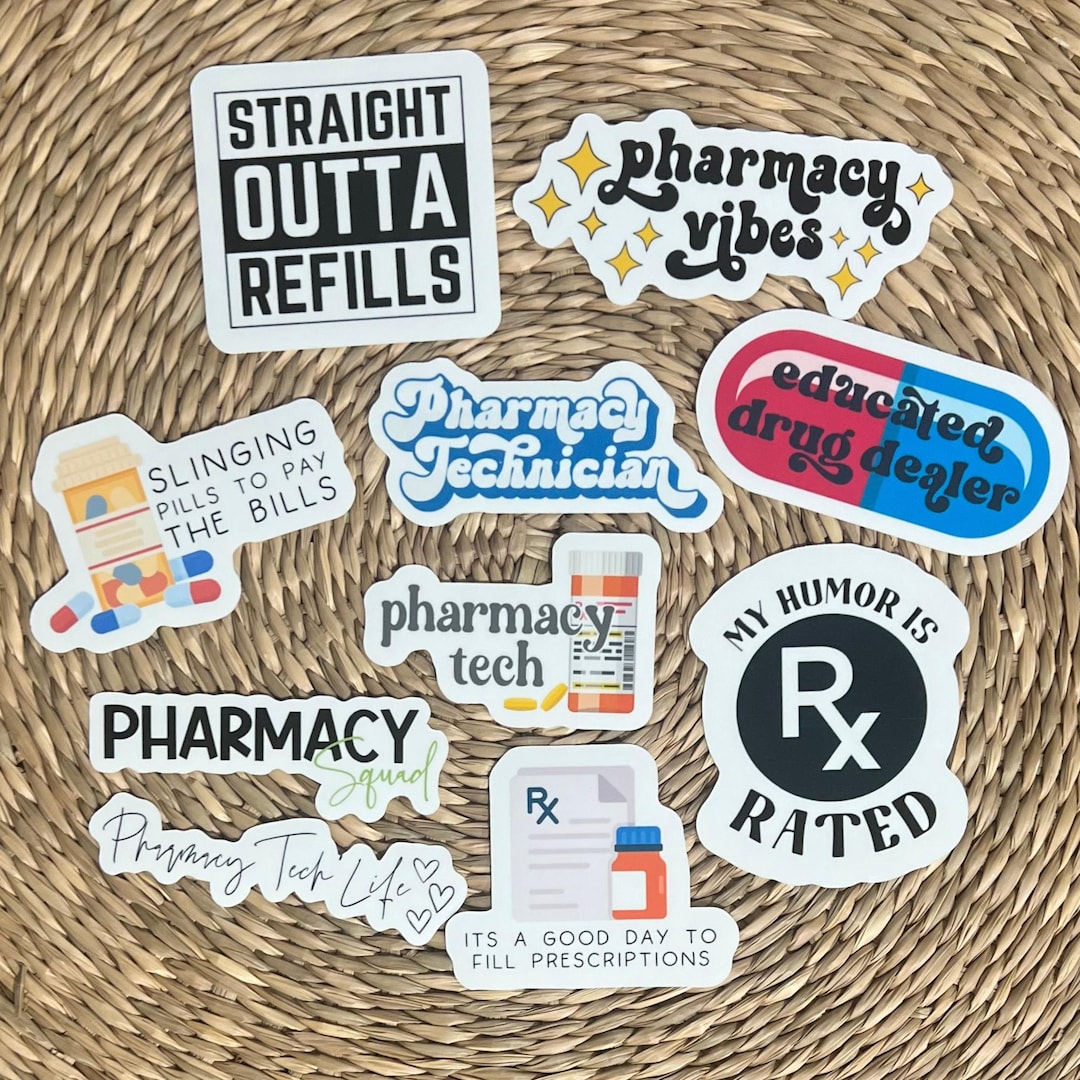 Pharmacy Technician 10-sticker Pack, Decals, Vinyl Stickers, Laptop ...