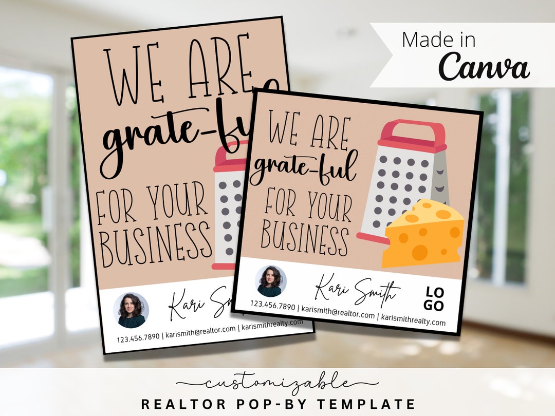Grate-ful Pop-by Tags, EDITABLE TEMPLATE, Realtor, Real Estate ...