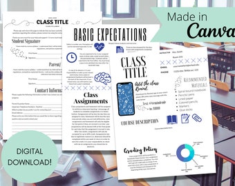 Editable Class Syllabus High School Back to School - Etsy