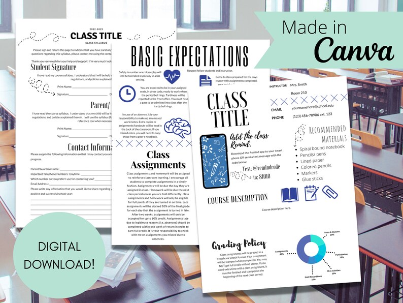 Editable Class Syllabus High School Back to School EDITABLE - Etsy