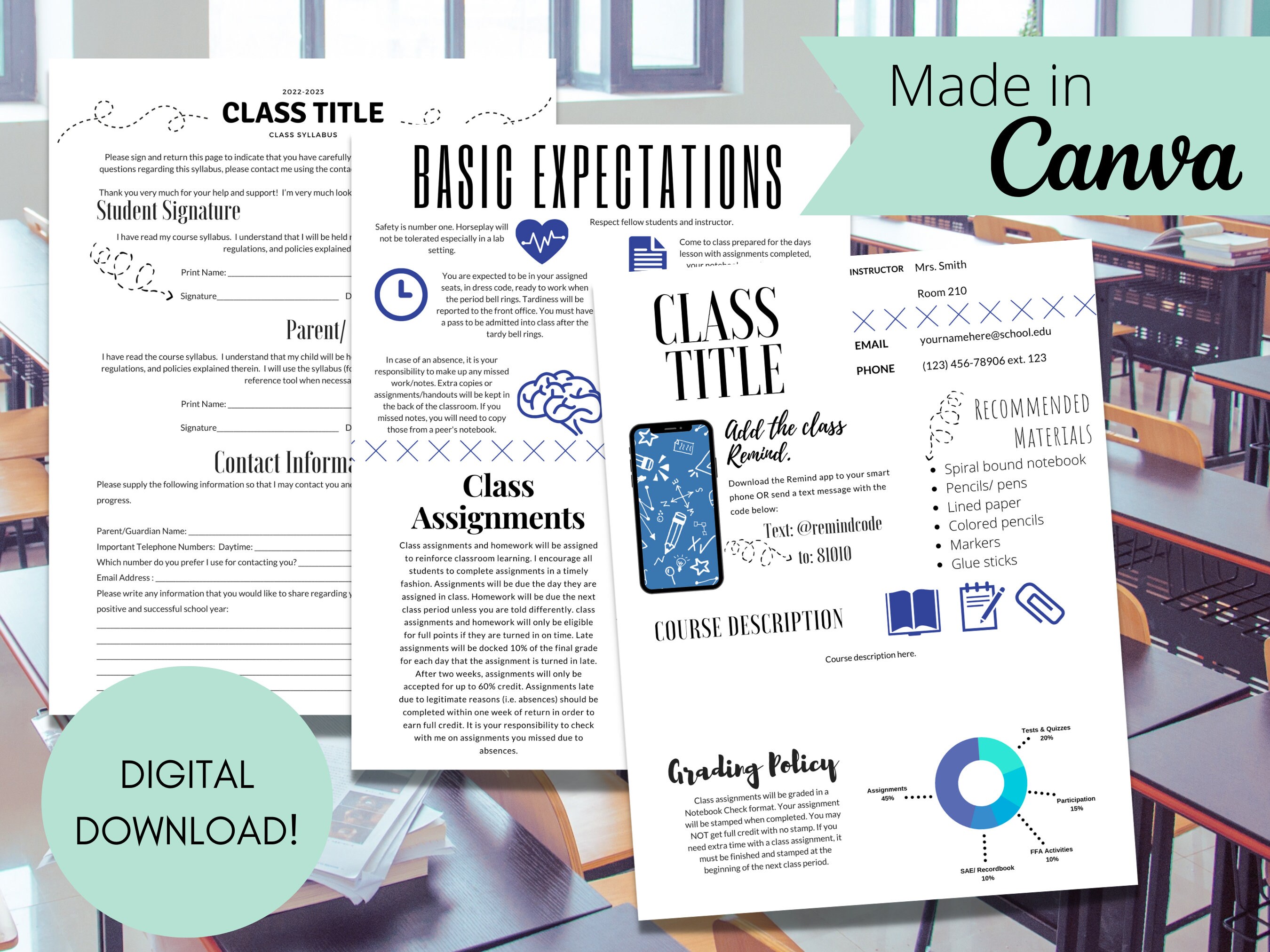 Editable Class Syllabus High School Back to School EDITABLE - Etsy
