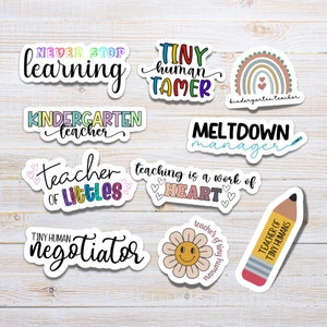 Kindergarten Teacher 10-sticker Pack, White or Clear, Decals, Vinyl ...