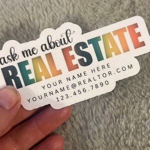 PERSONALIZED Ask Me About Real Estate Sticker or Magnet, Real Estate ...