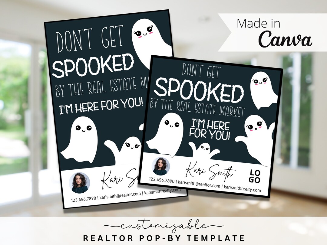 Spooky Ghost Pop-by Tags, EDITABLE TEMPLATE, Realtor, Referral, Real Estate Marketing,farming ...