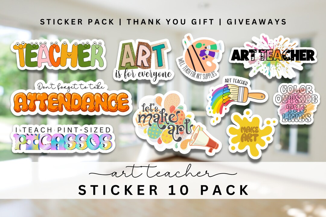 Art Teacher Stickers 10 Pack White or Clear Teacher - Etsy