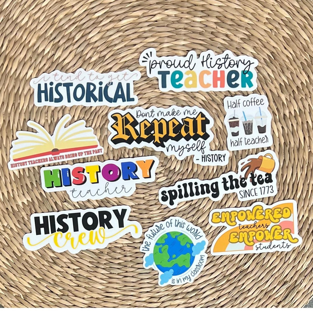 History Teacher 10-sticker Pack, White or Clear, Decals, Vinyl Stickers ...