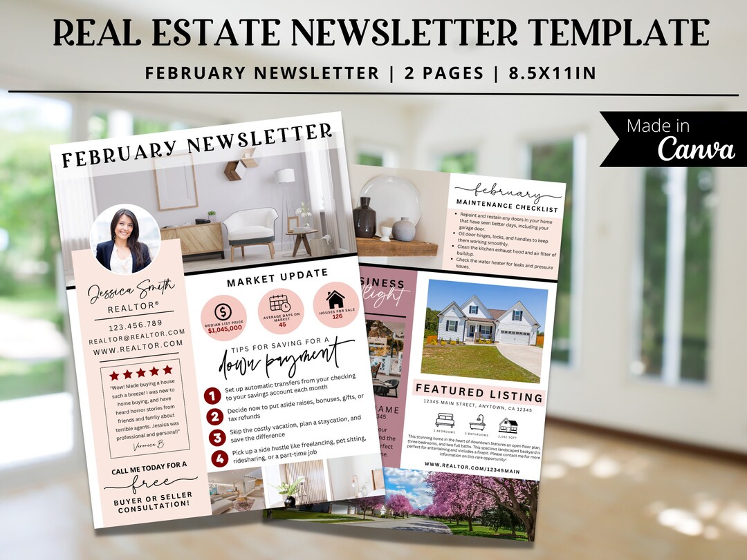 Real Estate February Newsletter, Real Estate Marketing, EDITABLE ...