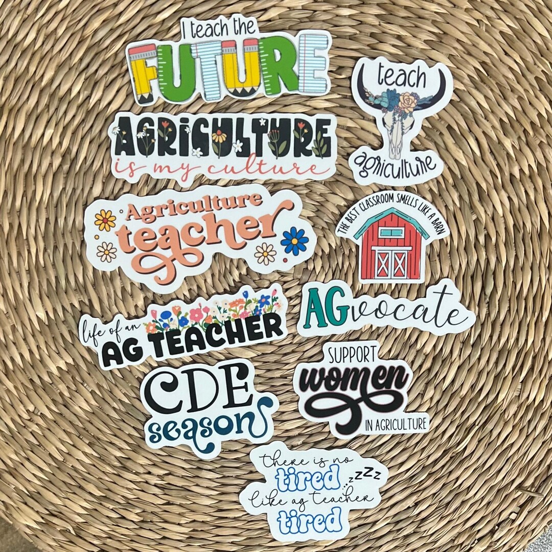 Agriculture Teacher 10-sticker Pack, White or Clear, Decals, Vinyl ...