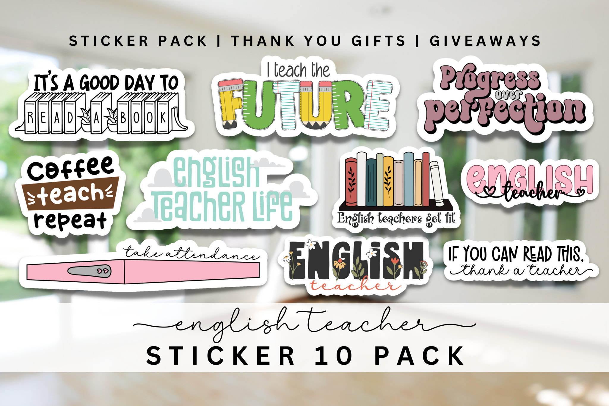 English Teacher Stickers 10 Pack White or Clear Teacher - Etsy