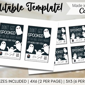 Spooky Ghost Pop-by Tags, EDITABLE TEMPLATE, Realtor, Referral, Real ...