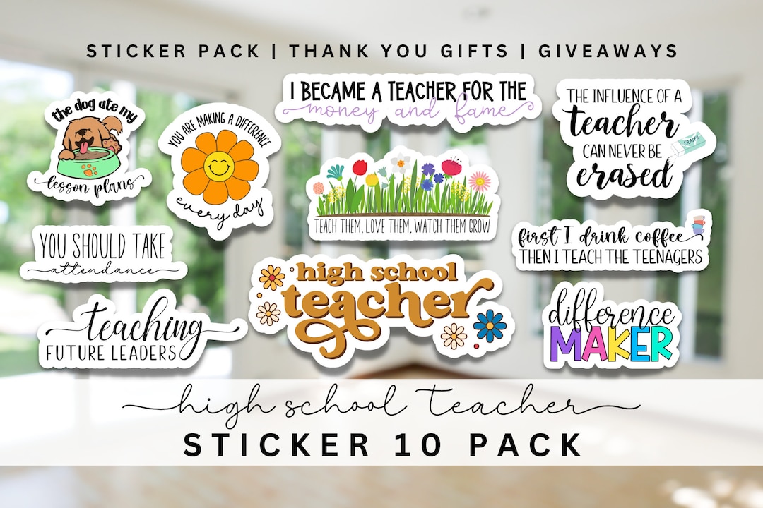High School Teacher Stickers 10 Pack White or Clear - Etsy