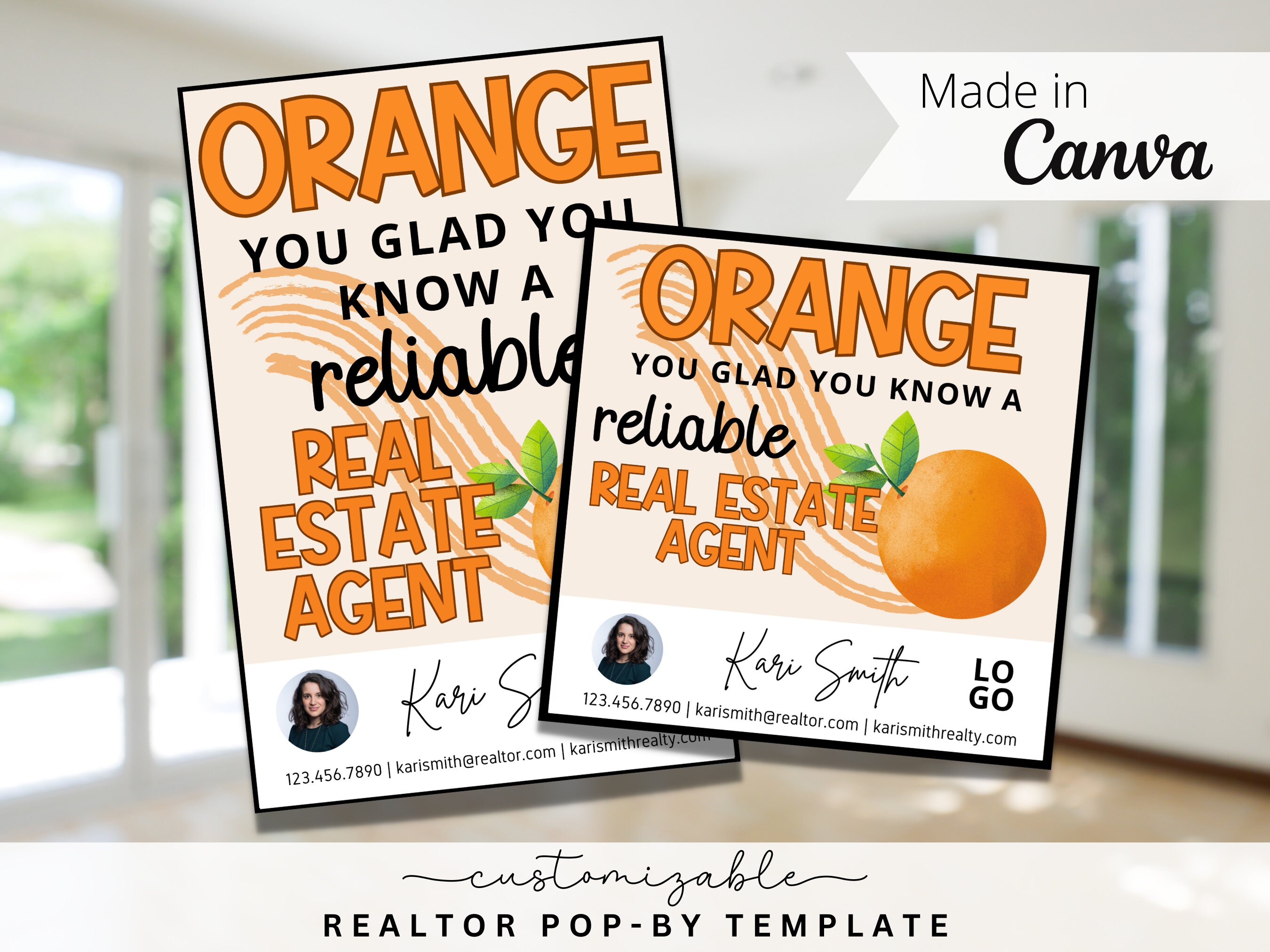 Orange You Glad You Know a Real Estate Agent Pop-by Tags, EDITABLE ...
