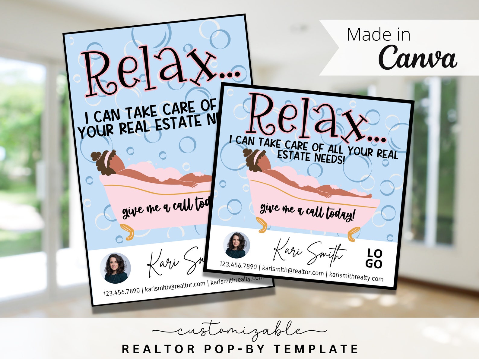 Bubble Bath Pop-by Tags, EDITABLE TEMPLATE, Realtor, Referral, Real ...