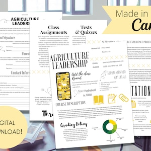 Editable Class Syllabus, Agriculture Leadership, Back to School ...