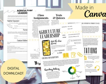 Editable Class Syllabus, High School, Back to School, EDITABLE CANVA ...