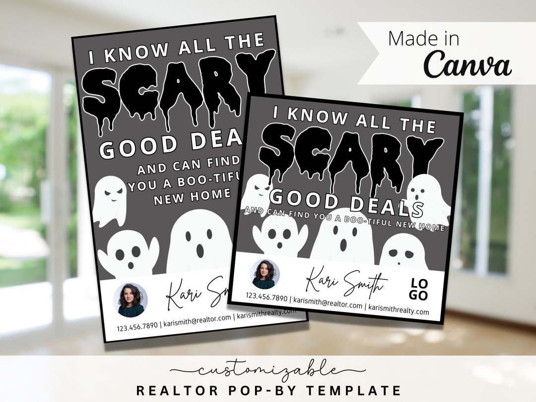 Scary Good Ghost Themed Pop-by Tags, EDITABLE TEMPLATE, Realtor ...