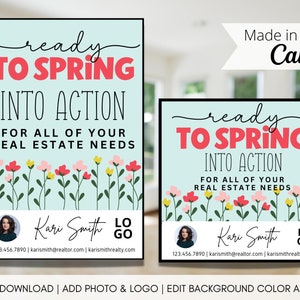 Spring Into Action for Real Estate Needs Pop-by Tags, EDITABLE TEMPLATE ...