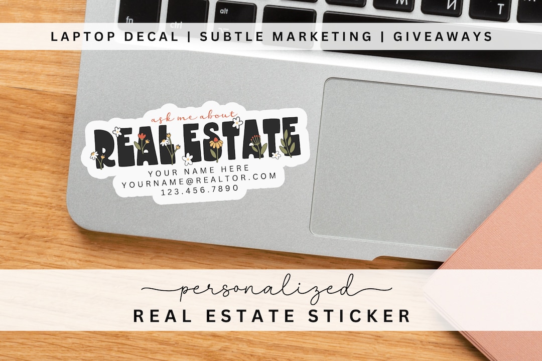 PERSONALIZED Real Estate Sticker, Real Estate Decal, Vinyl Sticker ...